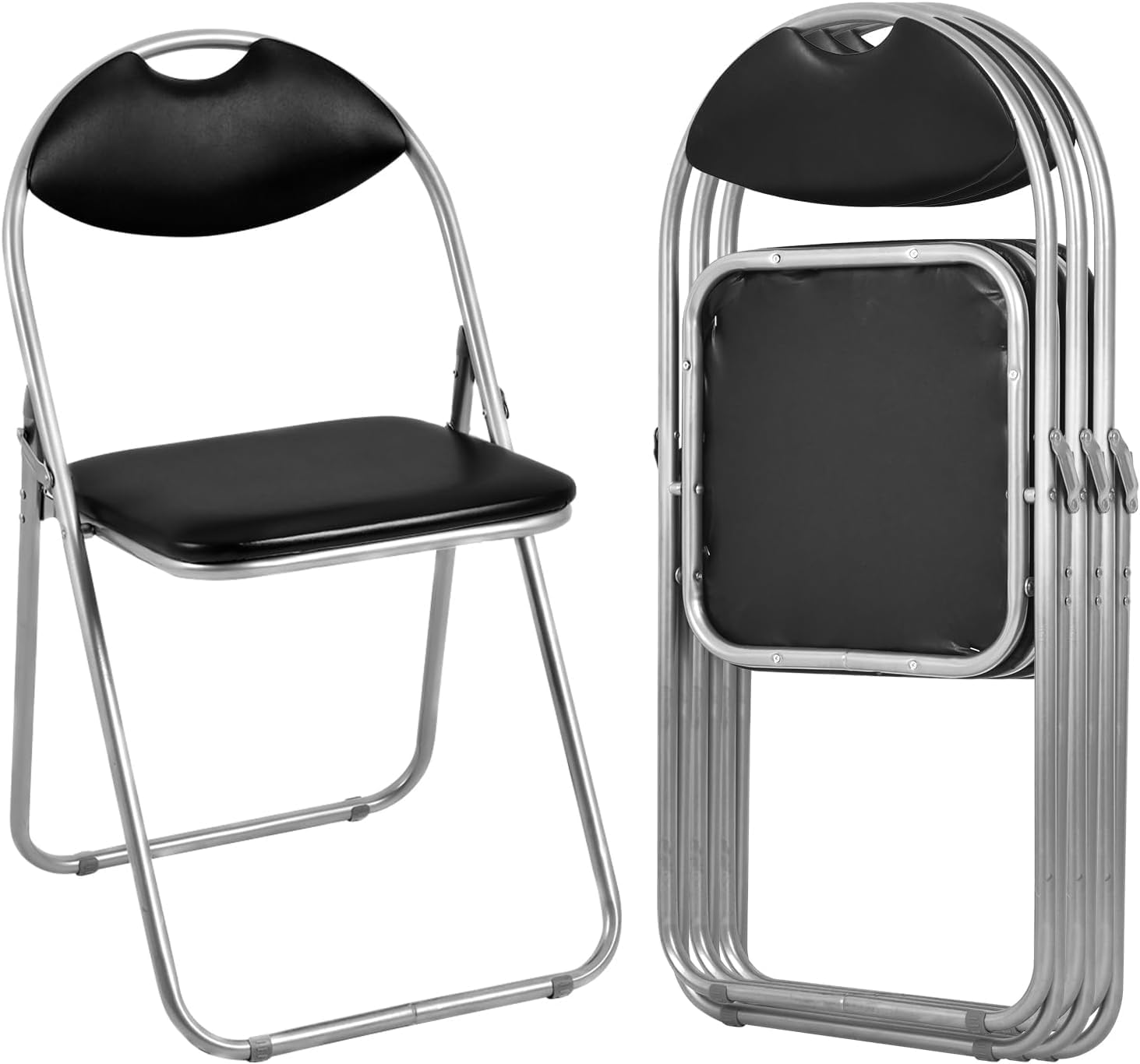 Amazon.com: ARLIME Folding Chairs 4 Pack, Padded Folding Seats, Metal ...