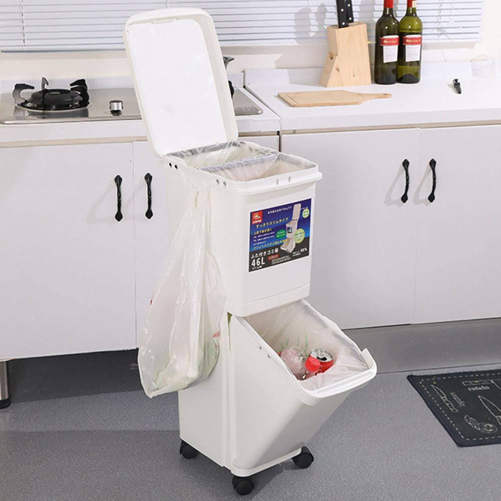 Buy JDBDYA Dual Compartment T Can Rubbish Recycle Bin, T Bin, Waste ...
