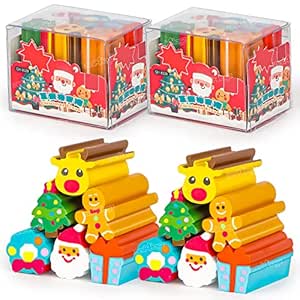 Zest 4 Toyz 12 Pieces 3D Erasers Christmas Erasers Snowman Santa Claus ...
