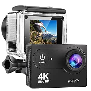AUSEK UltraHD 4K Action Camera | Waterproof, WiFi, EIS | 170° Wide-Angle Lens | 24MP Photos | 4k ...