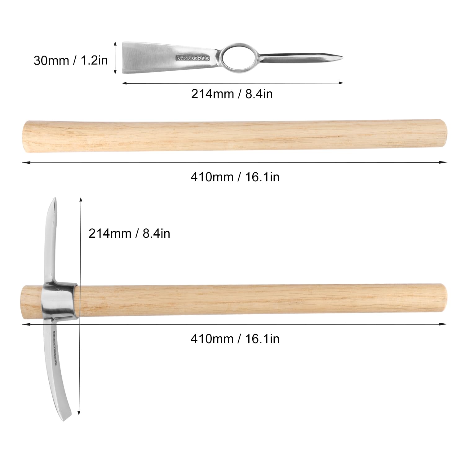 Snapklik.com : 3 PCS 16 Inch Mattock Pick Axe, Stainless Steel Pick ...