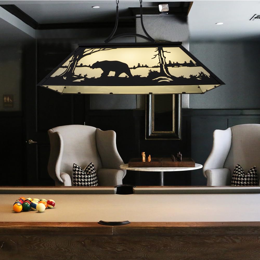 Wellmet Tiffany Pool Table Light 3 Lights, Rustic Bear Chandelier for ...