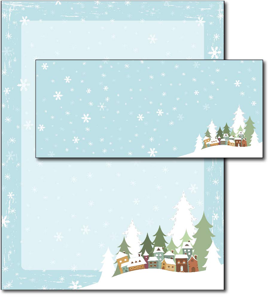 Amazon.com : Winter Village Holiday Christmas Paper & Envelopes (40 ...
