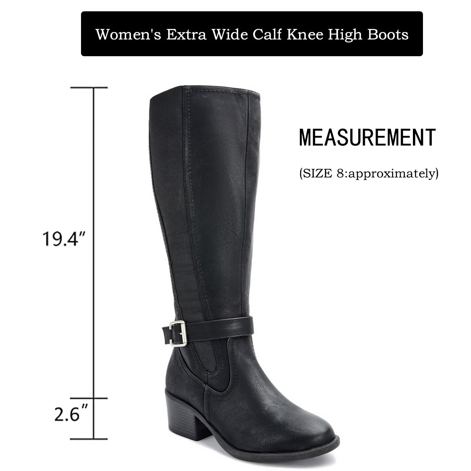 Luoika Women's Wide Width Knee High Boots Extra Wide Calf Winter Boots ...
