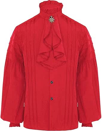 Camicia da uomo Renaissance Steampunk Victorian a maniche lunghe Jabot Collare Shirt Uomo ...