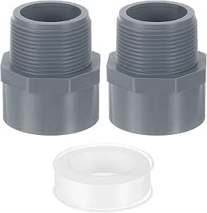 uxcell PVC Male Adapter Pipe Fitting, 2Pcs 1-1/2" 2-Way Connectors with ...