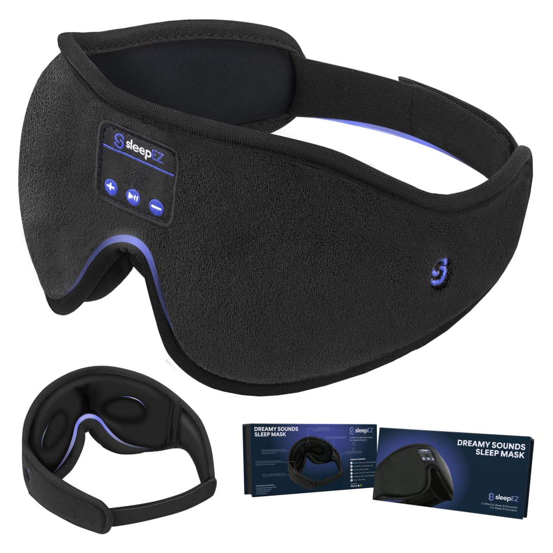 SleepEZ - Dreamy Sounds Sleep Mask - Total Blackout Eye Mask for Deep ...