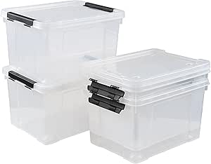 Amazon.com - Fiazony 4-Pack 24 Quart Storage Box, Clear Plastic Storage ...
