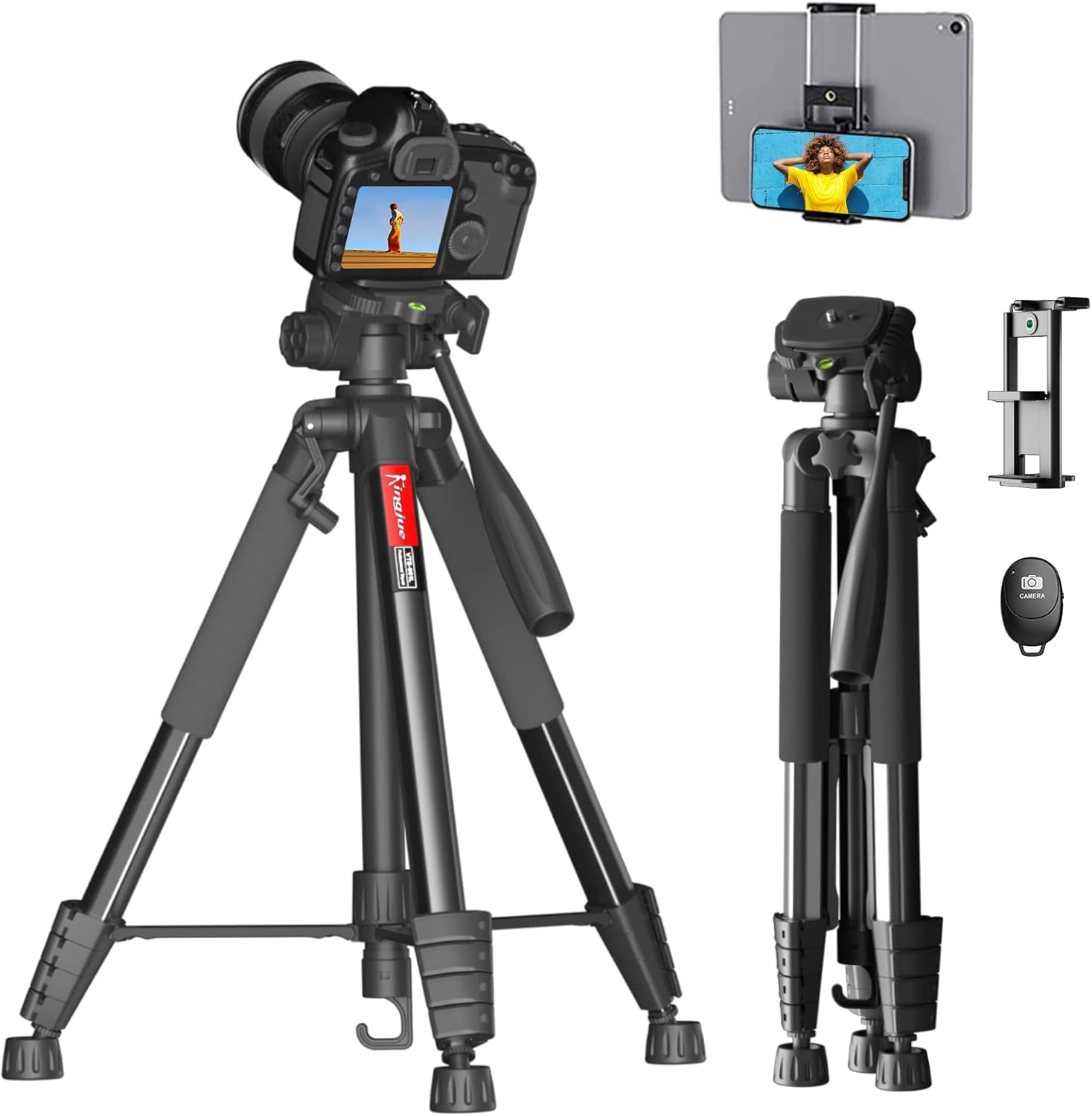Amazon.com : KINGJUE 74" Camera Tripod for Canon Nikon Cell Phone ...