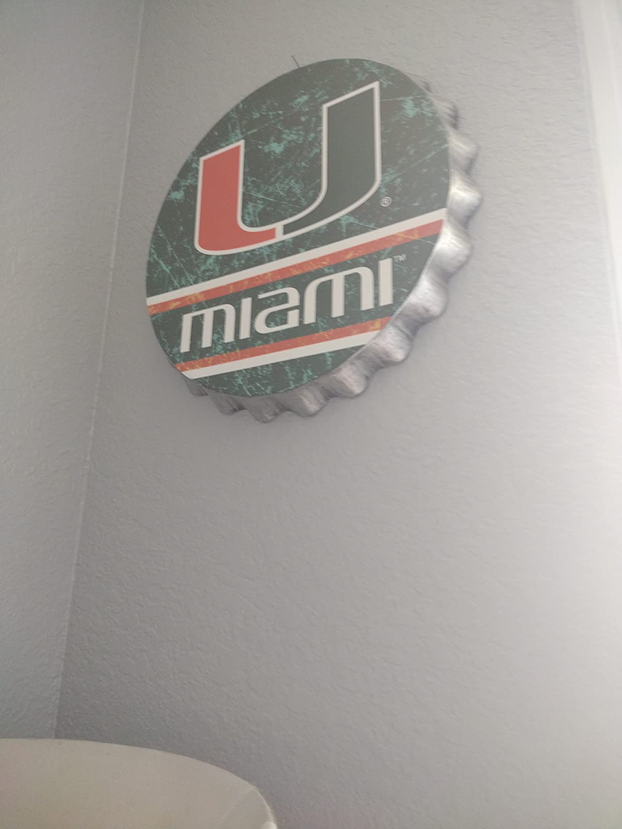 Amazon.com : Miami Hurricanes 13” Jumbo Metal Distressed Bottle Cap ...