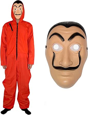 Maazusa Bank Robber Jumpsuit for Adult 2 Pcs Thief Prisoner Costume Red ...