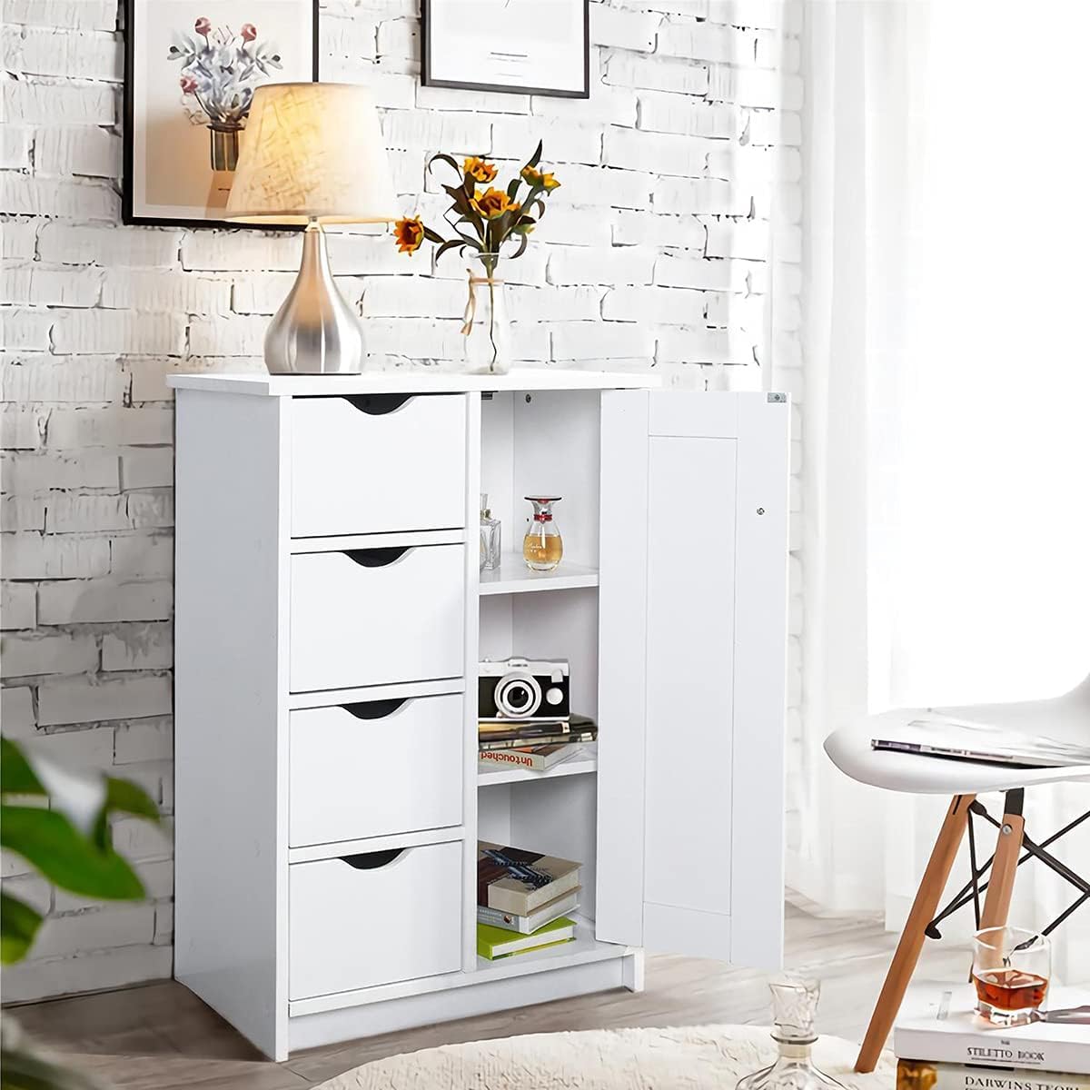 FurnitureR Free-Standing Entryway Unit Console Table, Cupboard for ...