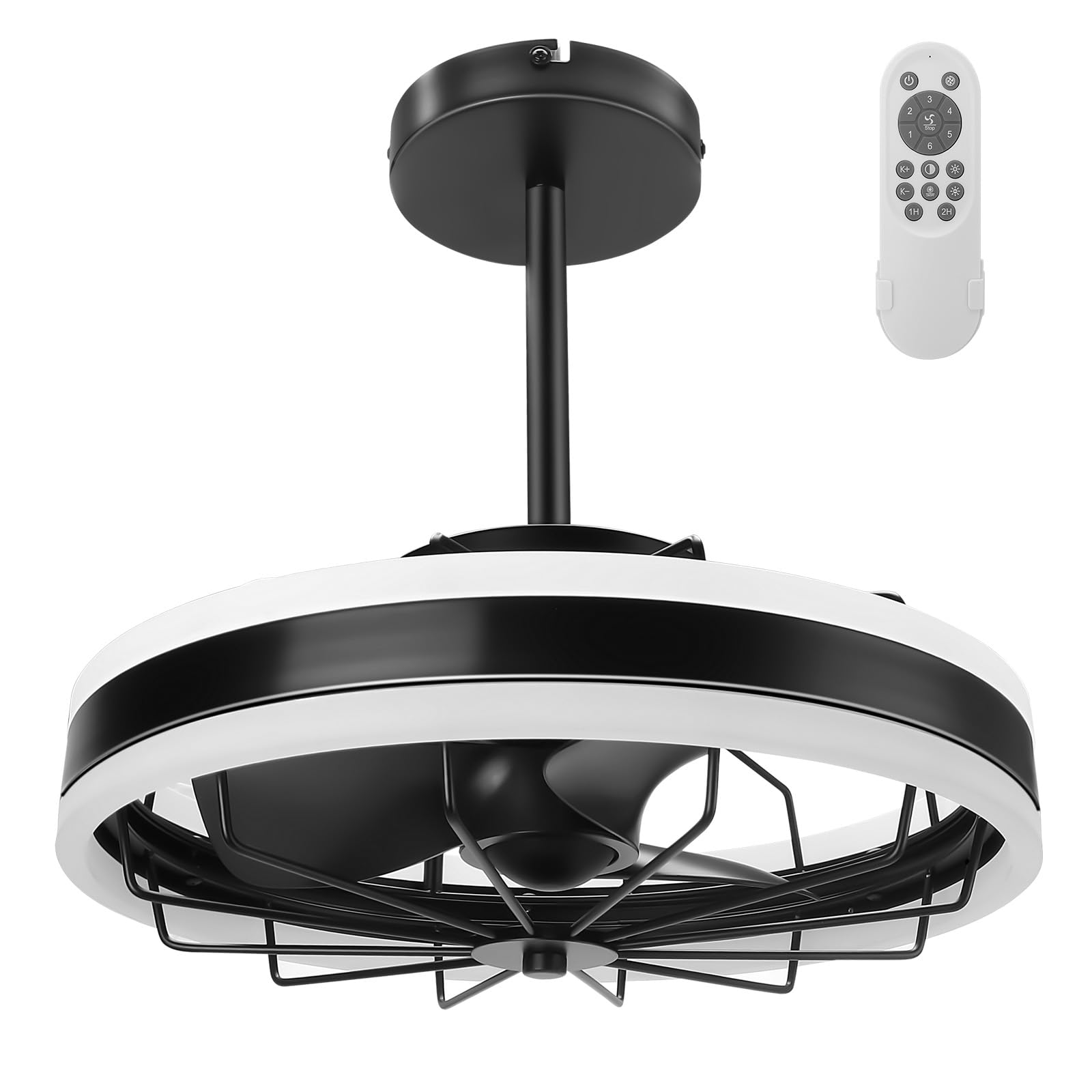 KuroShine Fandelier Ceiling Fan with Light and Remote - 17.7" Low ...