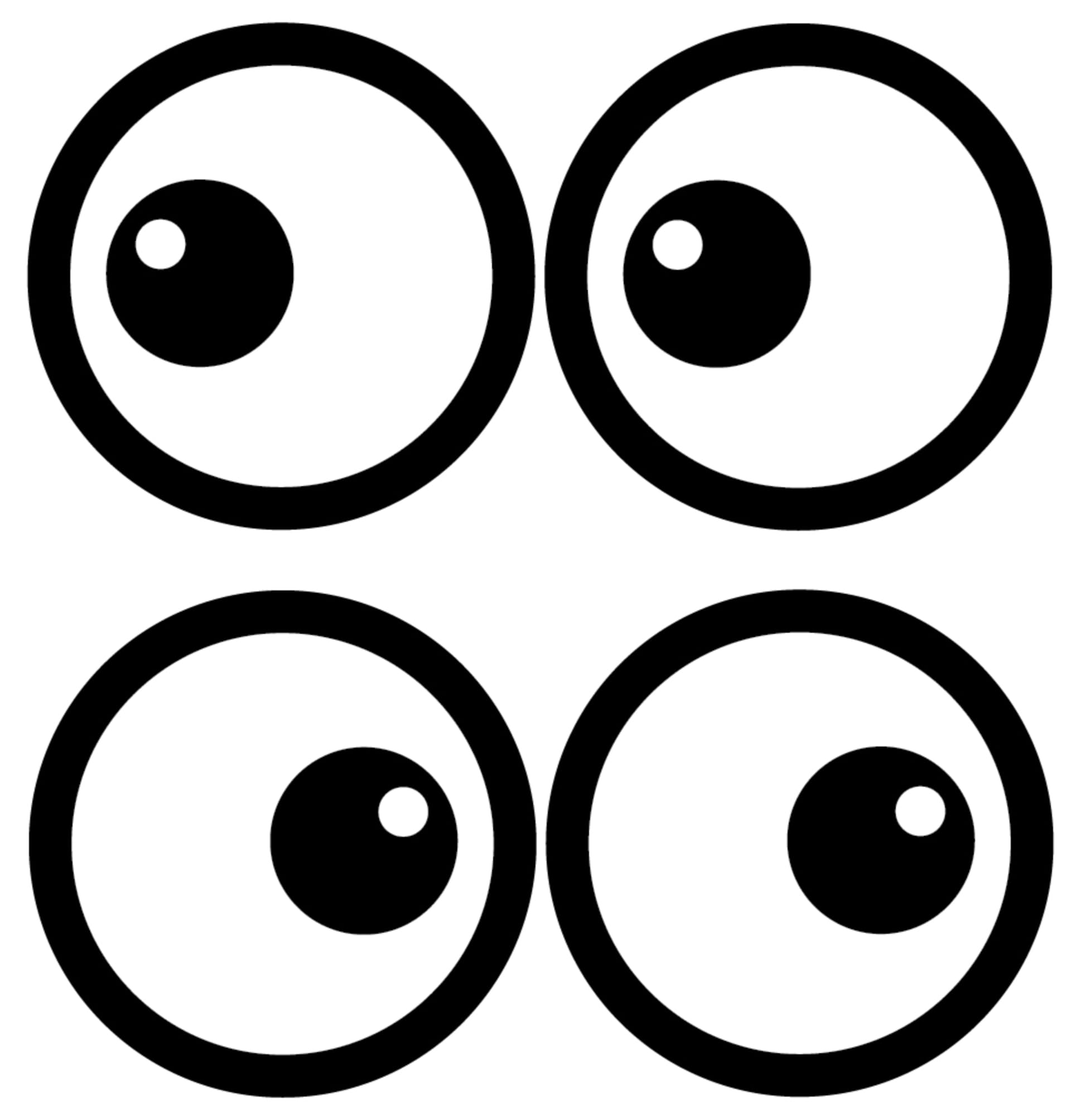 Pack of 4 Round Cartoon Eyes Funny Self Adhesive Vinyl Stickers Ideal ...