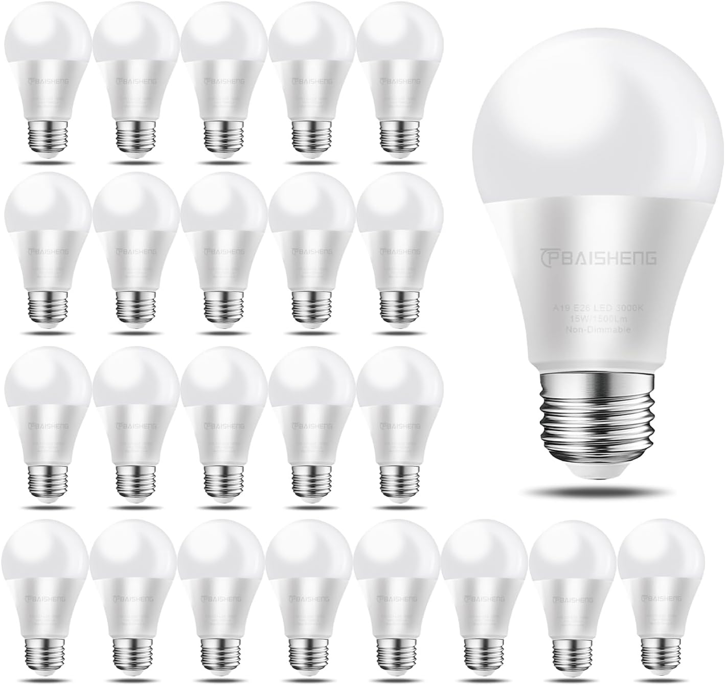 TPBAISHENG 15W LED Light Bulbs 100 Watt Equivalent, No Flicker, 1500 ...