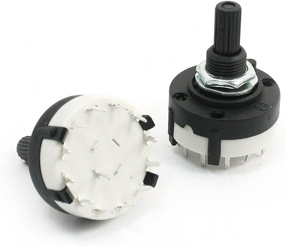 uxcell 2Pcs 1 Pole 12 Position 1P12T Soldering Lug Selector Rotary ...