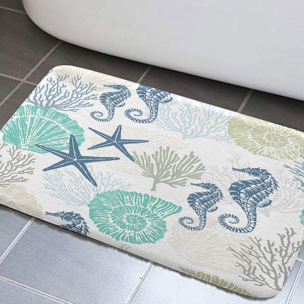 Amazon.com: Xiaoput Beach Bathroom Rugs, Coral Ocean Themed Bath Mats ...