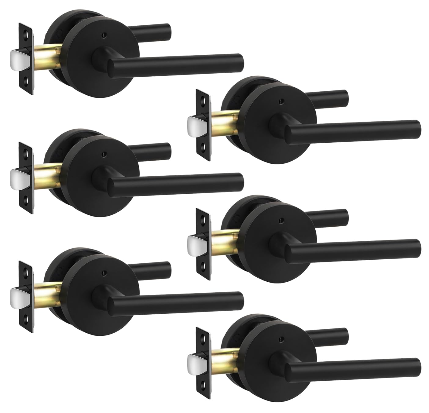 goldenwarm Black Door Handle Interior, Matte Black Privacy Lever Door ...