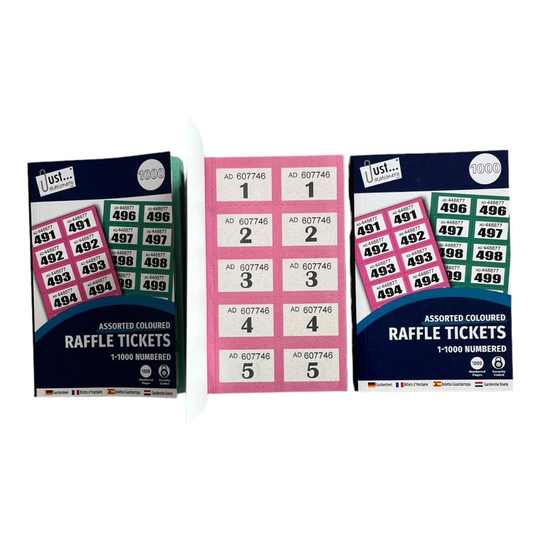 3 x 1000 Stationery cloakroom and raffle tickets Tombola Draw Numbered ...