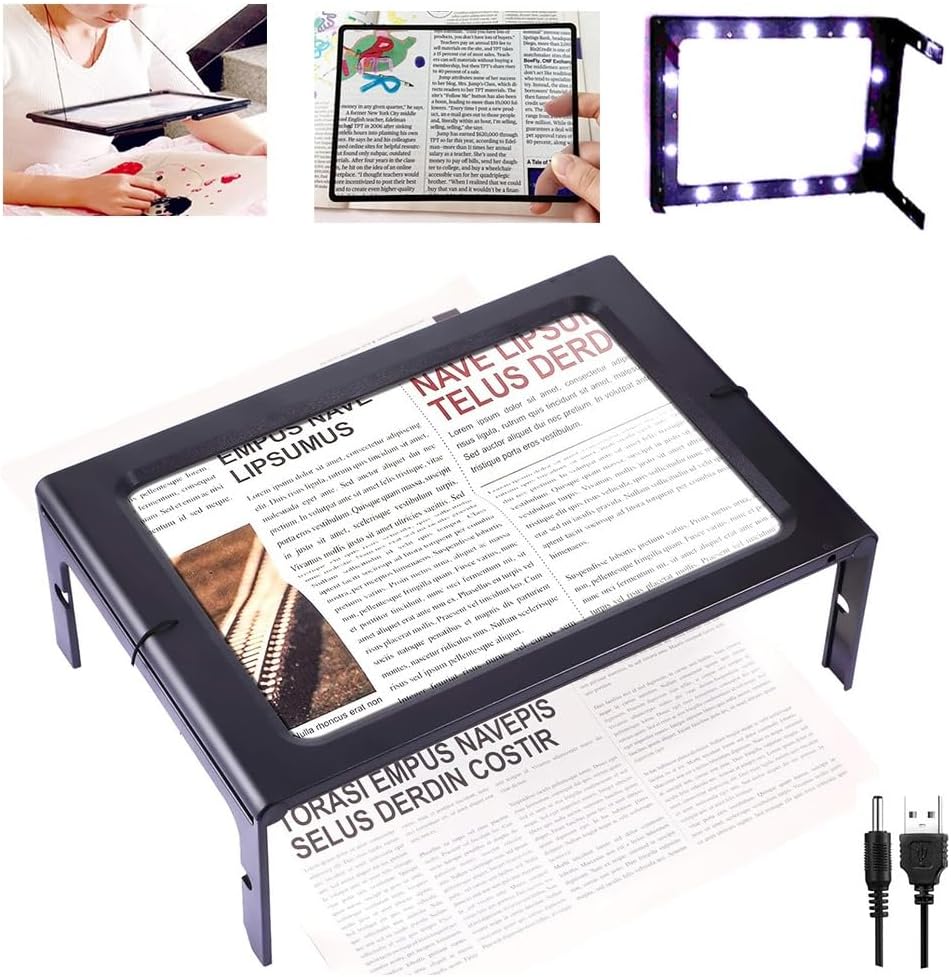 NCONCO Lupa para Leer, 3 Aumentos, Lupa con luz led, Se pliega para ...