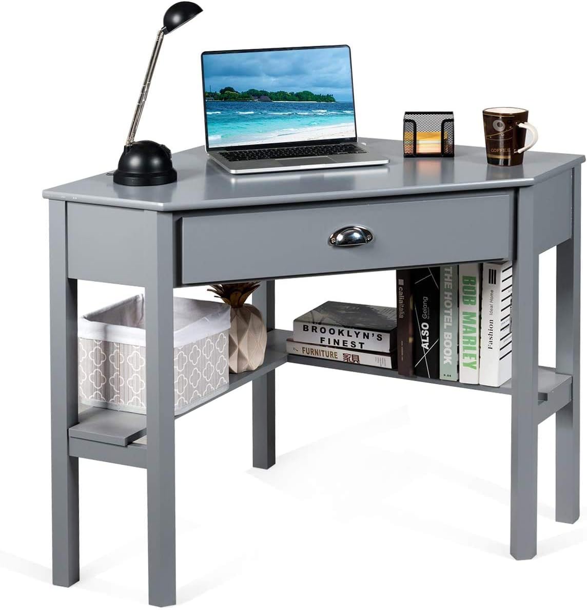 Amazon.com: Nightcore Corner Desk for Small Space, Wood Corner Computer ...