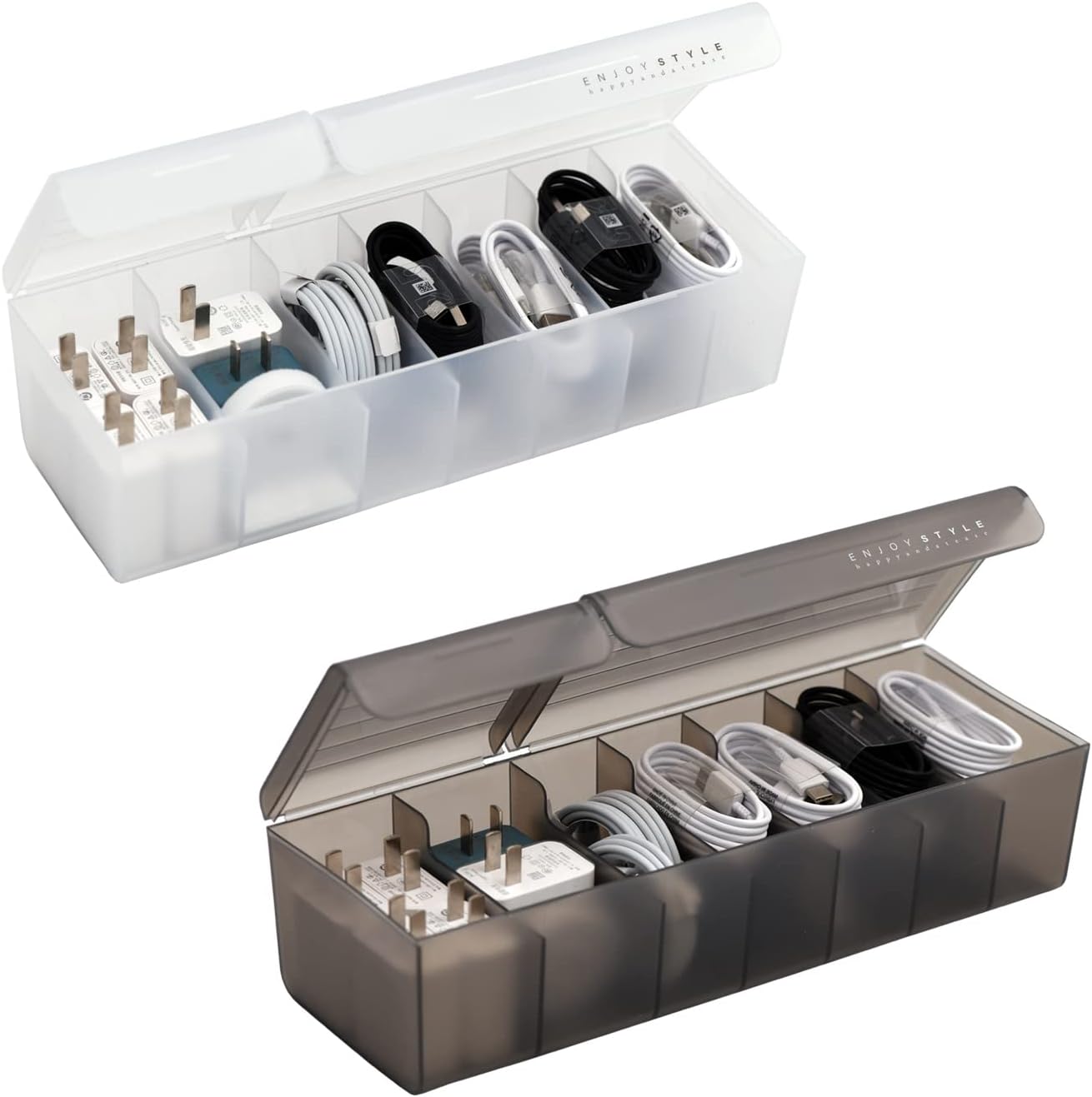Amazon.com : NJLJOM 2 Pack Plastic Cable Organizer Box with Ties and ...