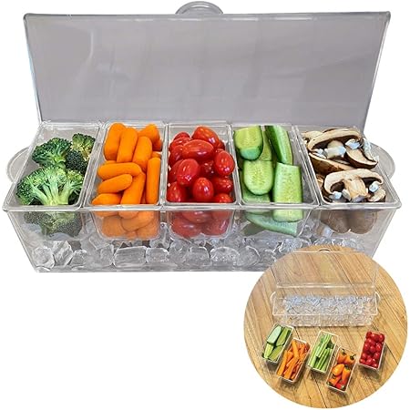 Amazon.com | IVYHOME Ice Chilled 5 Compartment Condiment Server Caddy ...