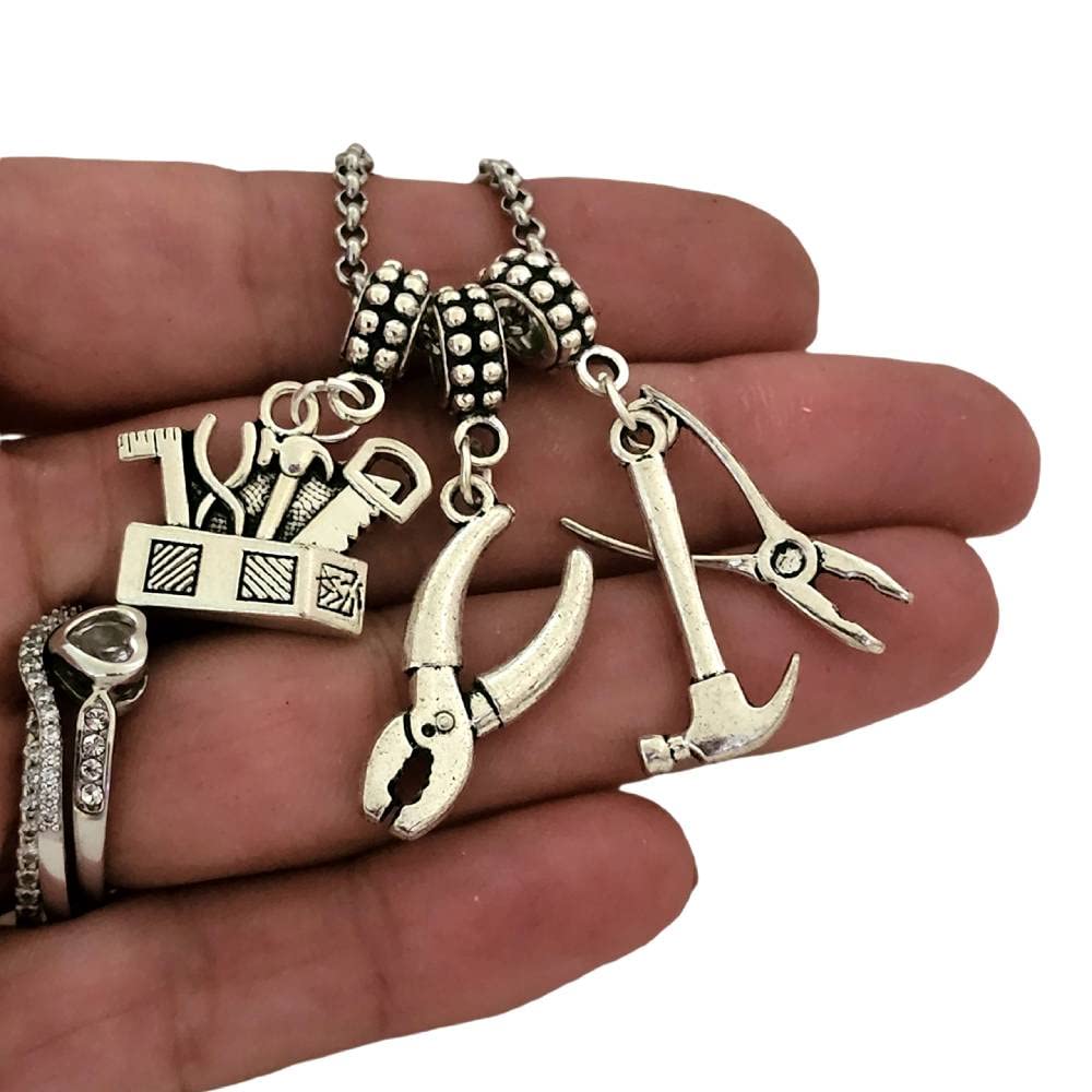 Amazon.com: Tools Toolbox Charm, Necklace, with Wrench Charm, Hammer ...