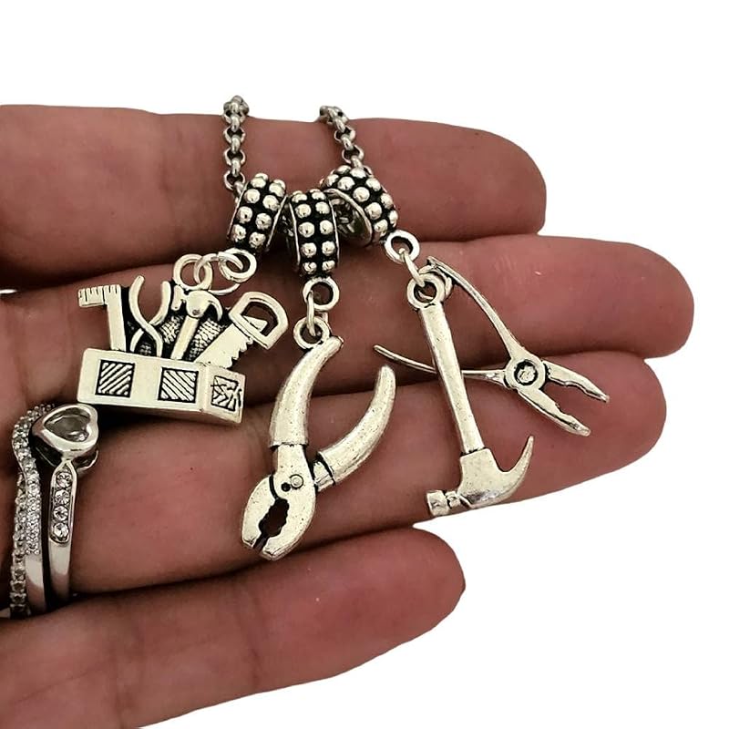 Amazon.com: Tools Toolbox Charm, Necklace, with Wrench Charm, Hammer ...