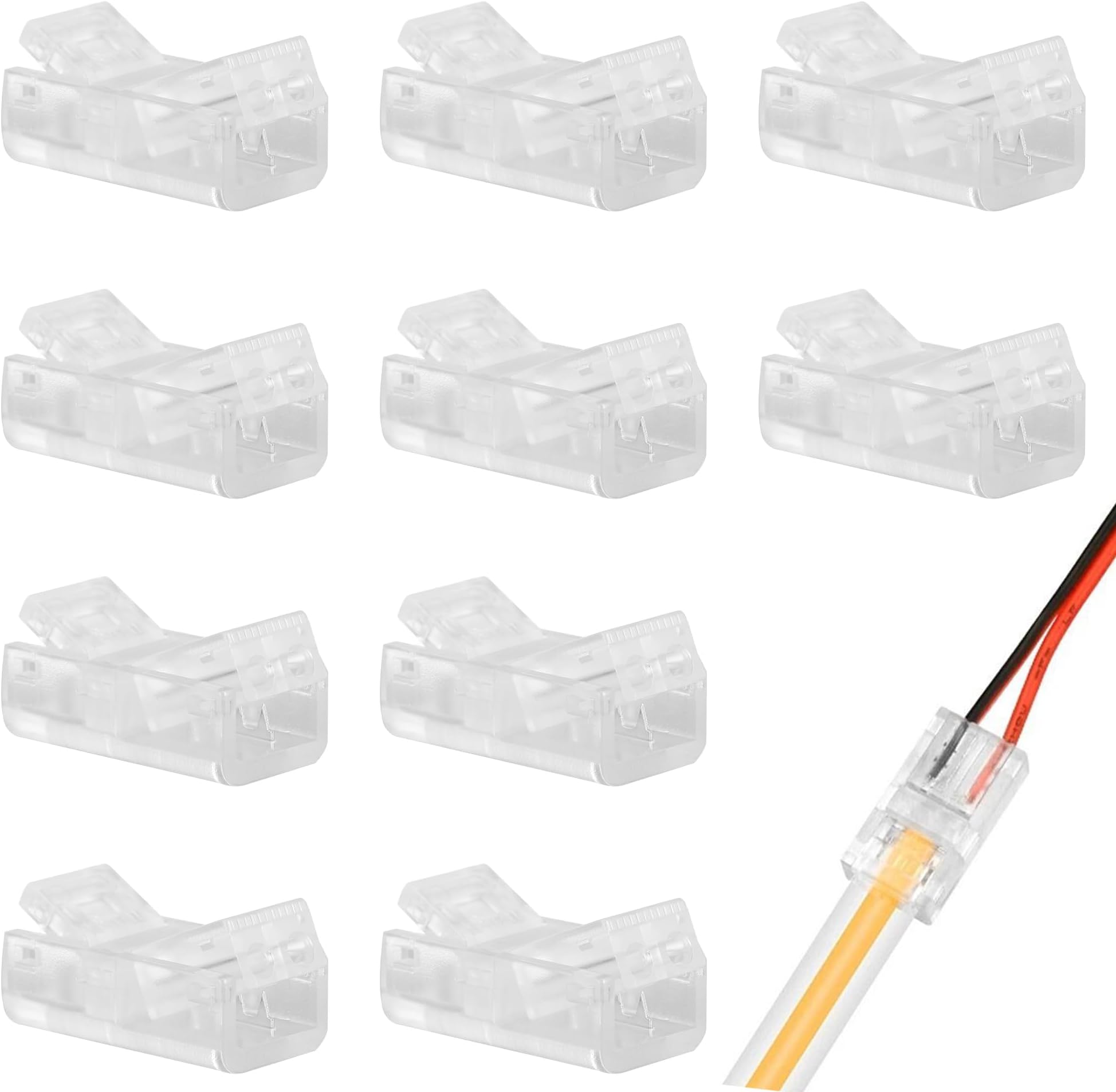 WUISOLQP 10Pcs 2 Pin 8mm COB LED Strip Light Connectors 8mm Wide ...