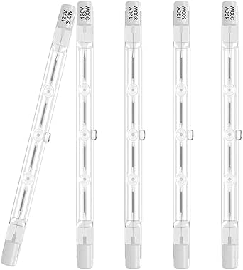 R7S Bulbs,5 Pack Halogen Bulbs R7S 118mm T3 300W 120V,4500lm J-Type ...