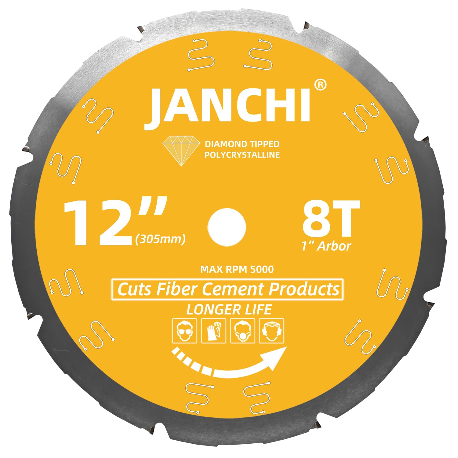 Snapklik.com : 12-Inch 8T PCD Tip Hardie Fiber Cement Saw Blade