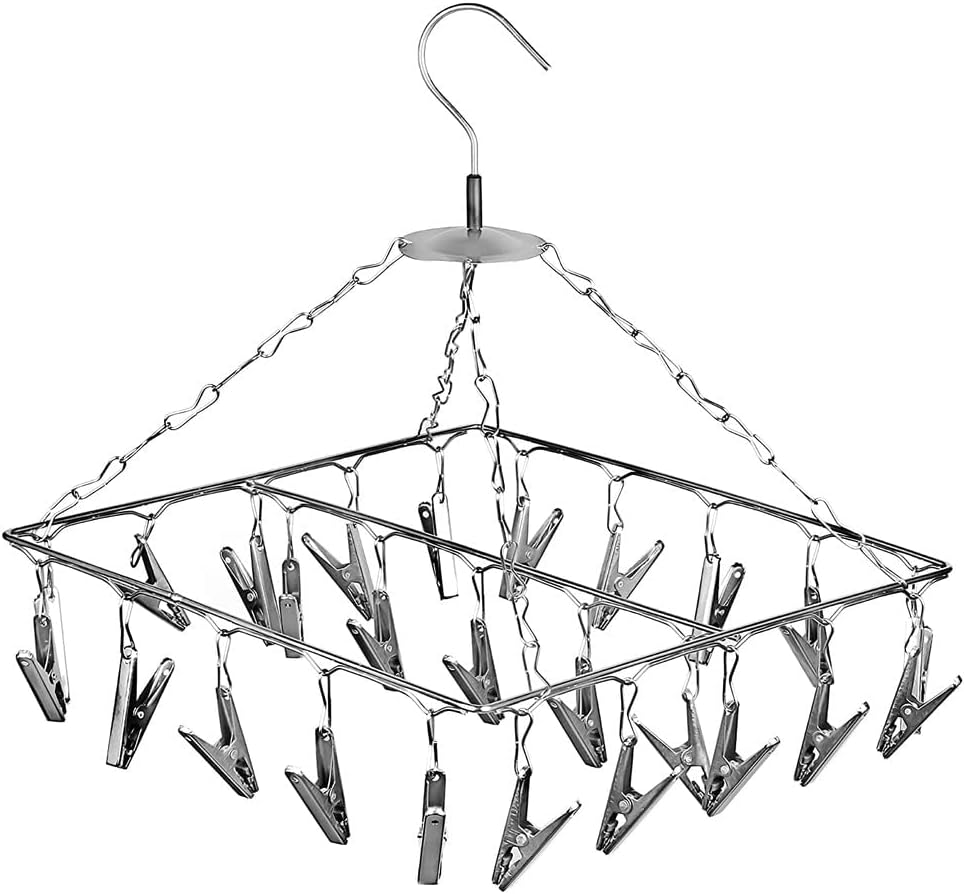 Synergy 25 Clips Stainless Steel Square Cloth Hanger/Clothes Stand for ...
