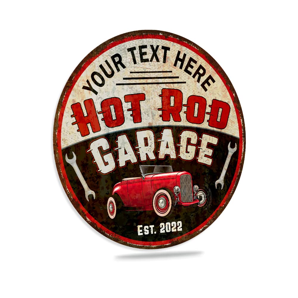 Amazon.com: Personalized Hot Rod Garage Sign, Auto Shop, Den, Wall ...
