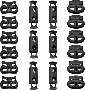 ZELHYEUU 18 Pcs Plastic Spring Cord Locks, Black Plastic Cord Locks End ...