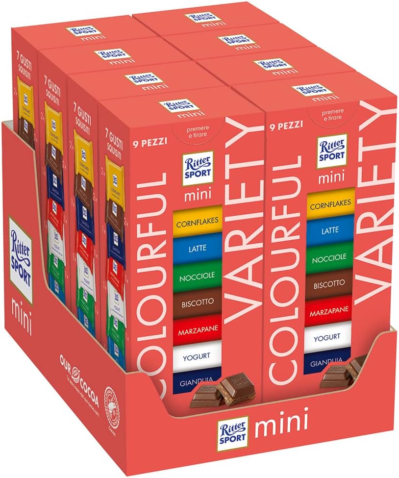 Ritter Sport Mini Tower 150g Colourful Variety, Mix Cioccolatini, 7 ...
