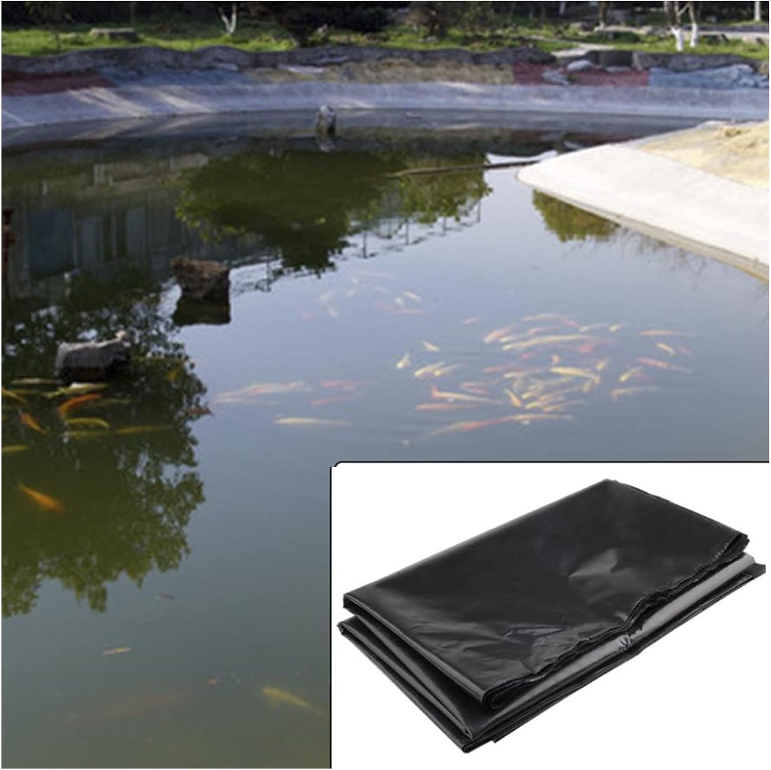 Black Fish Pond Liner 10x10m Tear Resistant Rubber Pond Liner for Koi ...