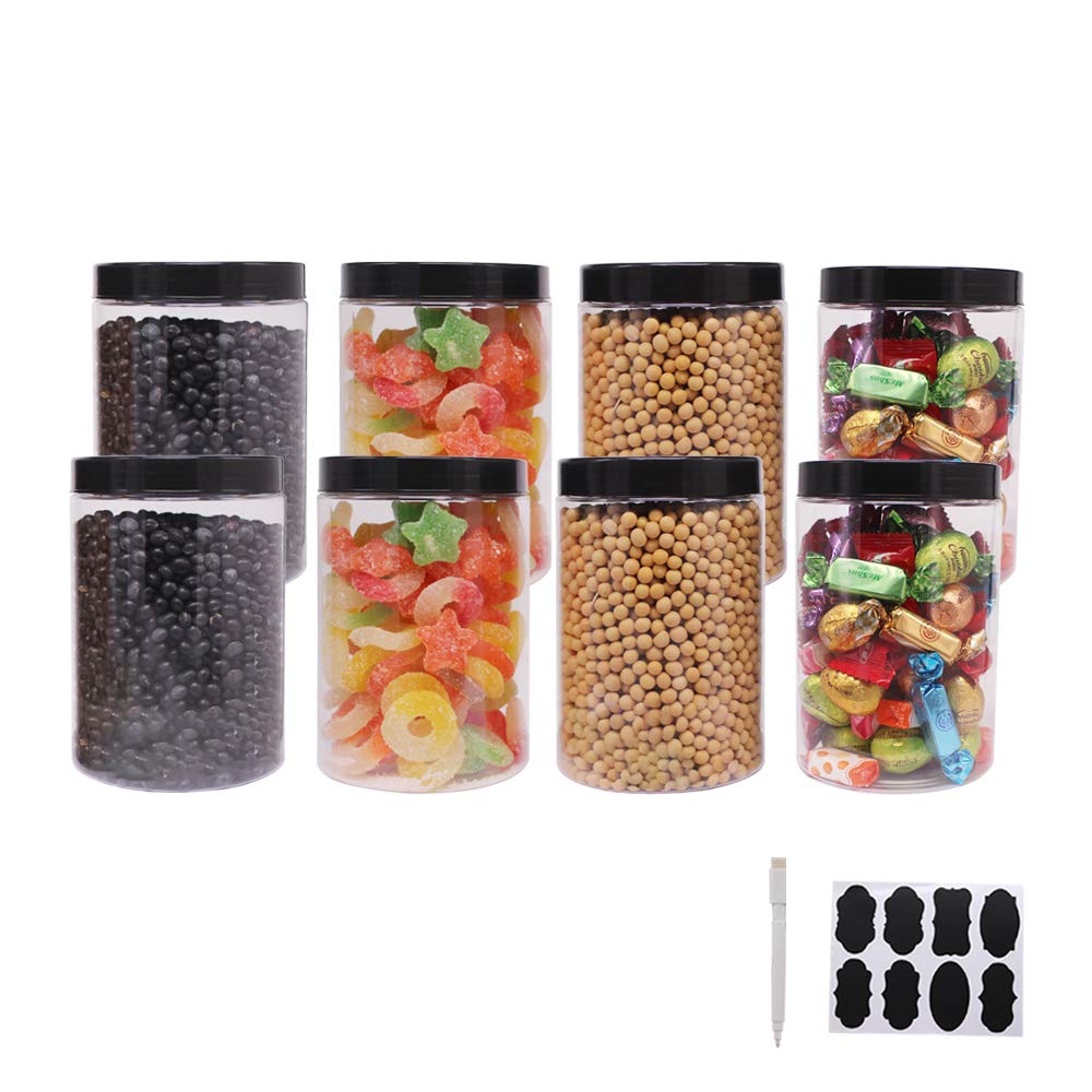 Amazon.com: zmybcpack 8 Pack 25 oz Plastic Jars With Lids, Extra Labels ...