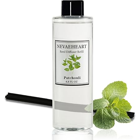 NEVAEHEART Patchouli Reed Diffuser Oil Refill and Sticks Set | Includes a Free Set of Reed ...