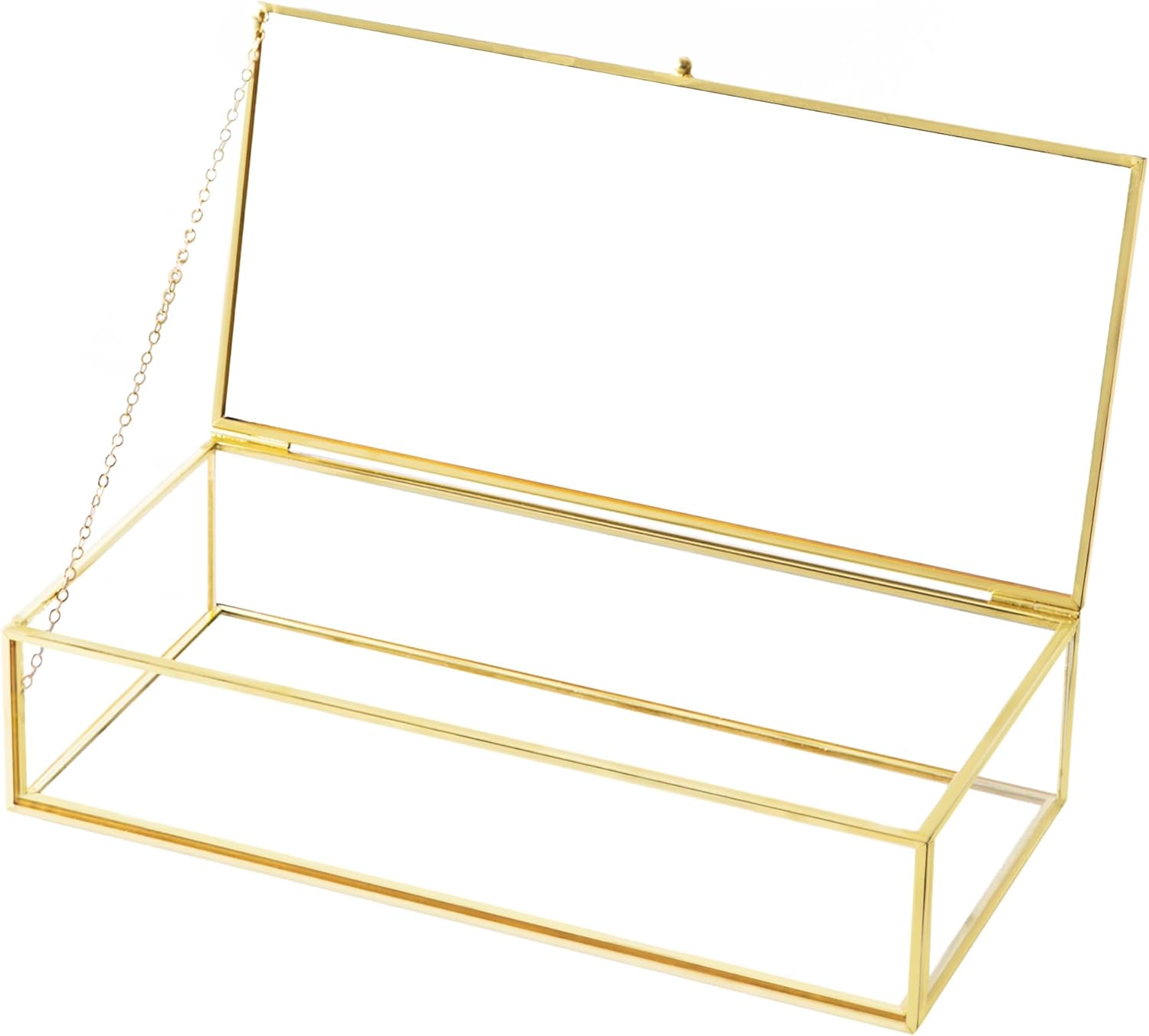 Amazon.com: Glass Jewelry Box, Vintage Rectangle Gold Keepsake Box ...