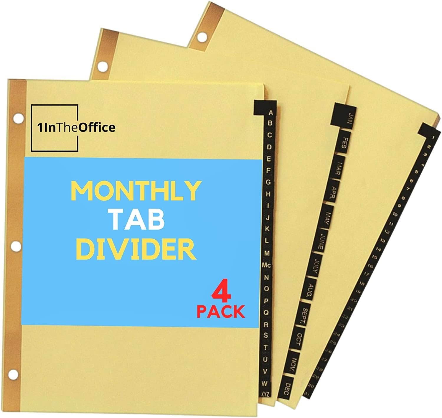 Amazon.com : 1InTheOffice Monthly Tab Dividers, Month Tabs for 3 Ring ...