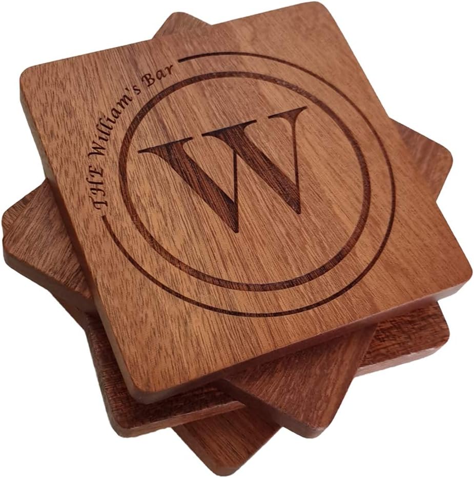 Amazon.com: Personalized Monogram Coasters with Holder - Custom ...