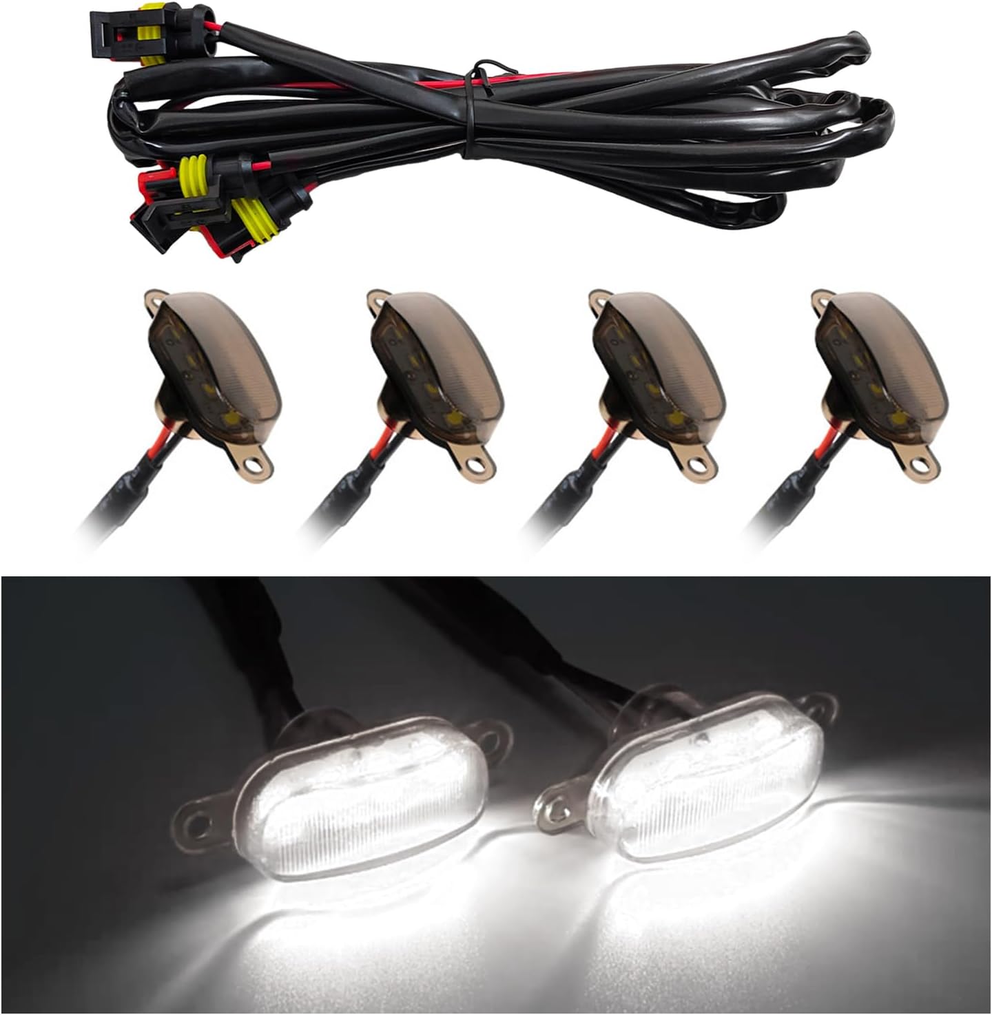 Amazon.com: Dickno 4PCS Car Grille Lights, Bright Amber LED Grill ...