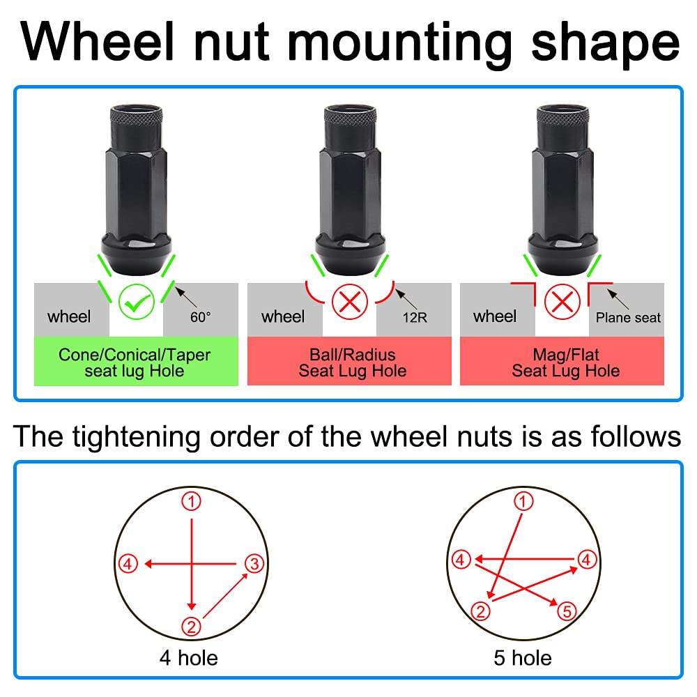 Snapklik.com : WENJTP 20pcs Titanium Cold Forged Steel 12mm1.5 Lug Nuts ...