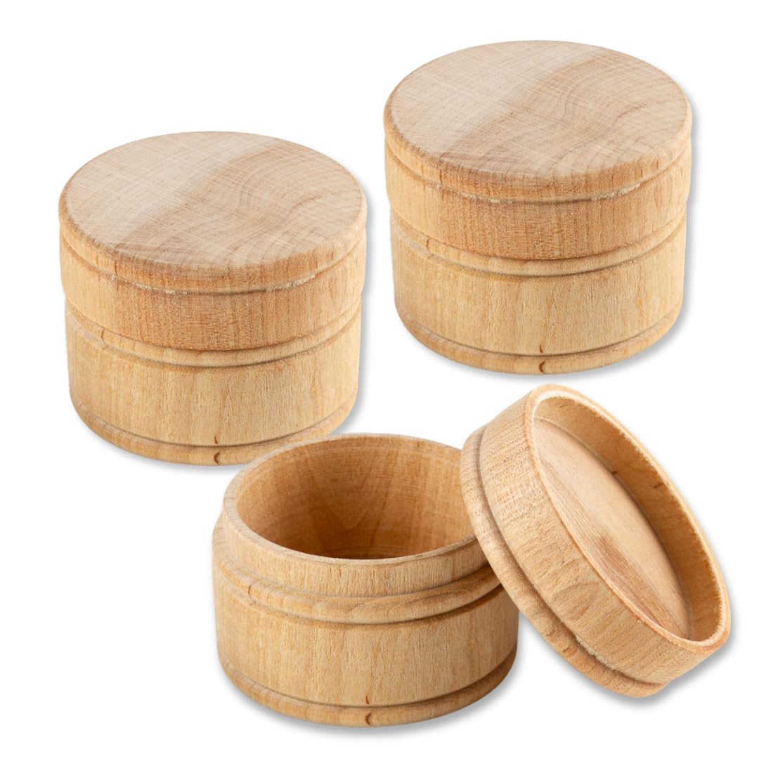 Amazon.com: Pack of 3 Unfinished Wood Round Boxes - Blank Premade ...