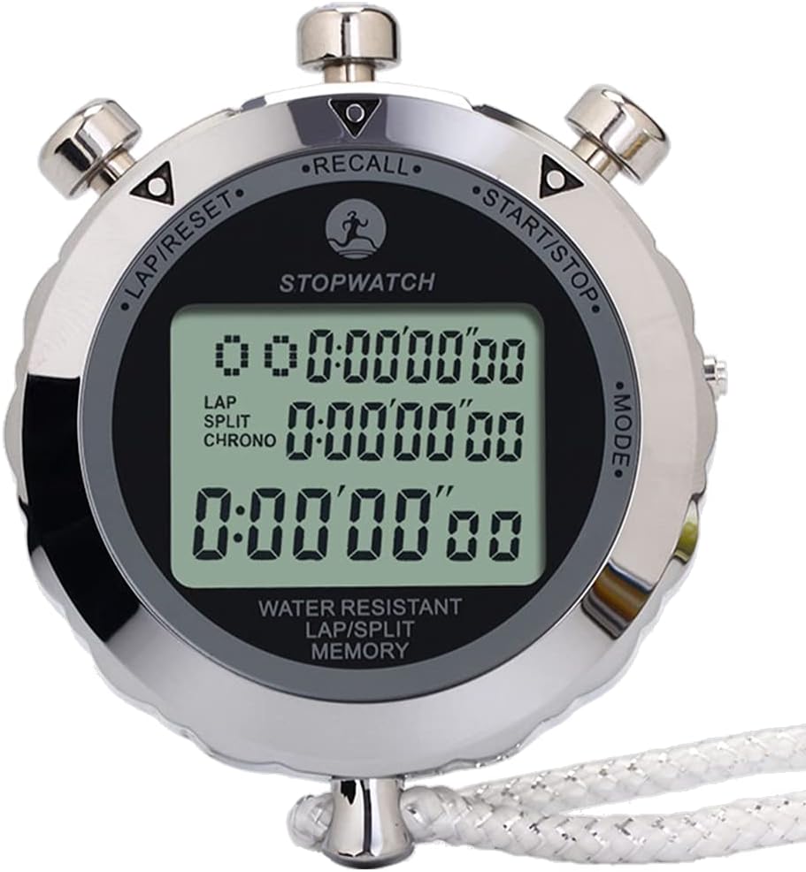 Amazon.com: JUNSD Digital Stopwatch, Metal Stop Watch 10 Lap Memory ...