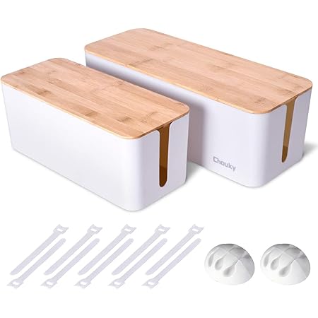 Amazon.com: 2 Pack Large Cable Management Box – Wooden Style Cord ...
