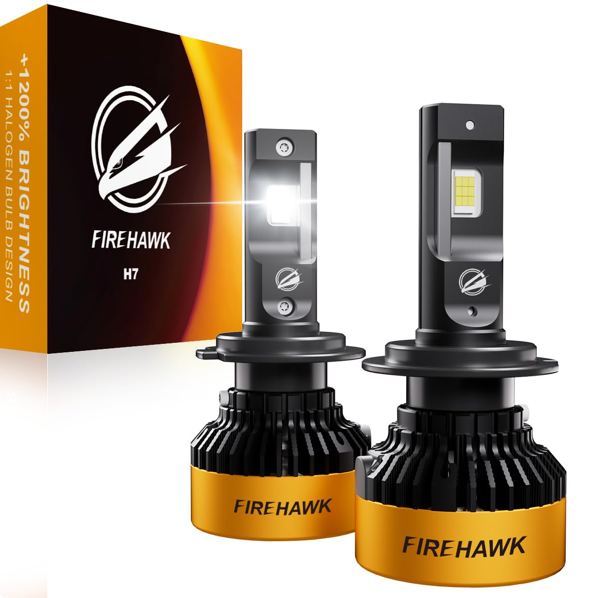 Firehawk H7 LED Headlight Bulbs 50000LM 1200% Brighter 6000K Cool White ...