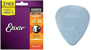 Amazon.com: Elixir Acoustic Guitar Strings with NANOWEB Coating, 3 Pack ...
