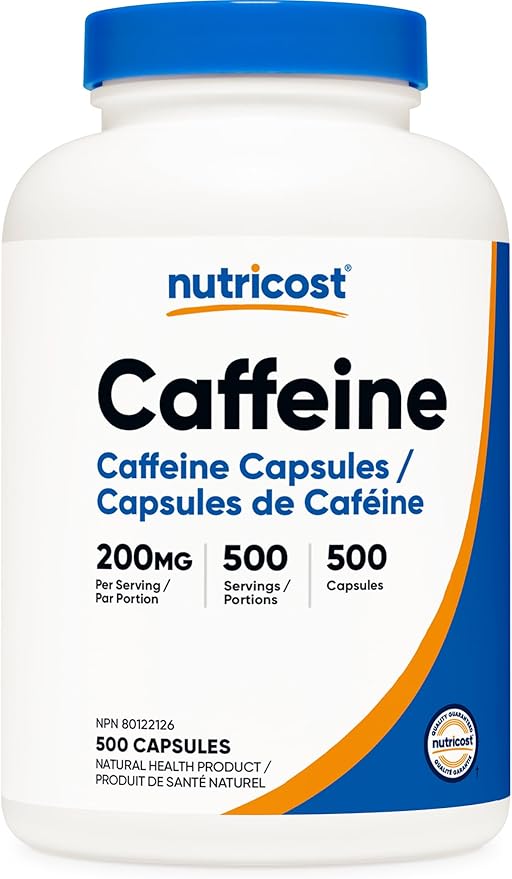 Nutricost Caffeine Pills 200mg - 500 Sugar-Free Energy Capsules